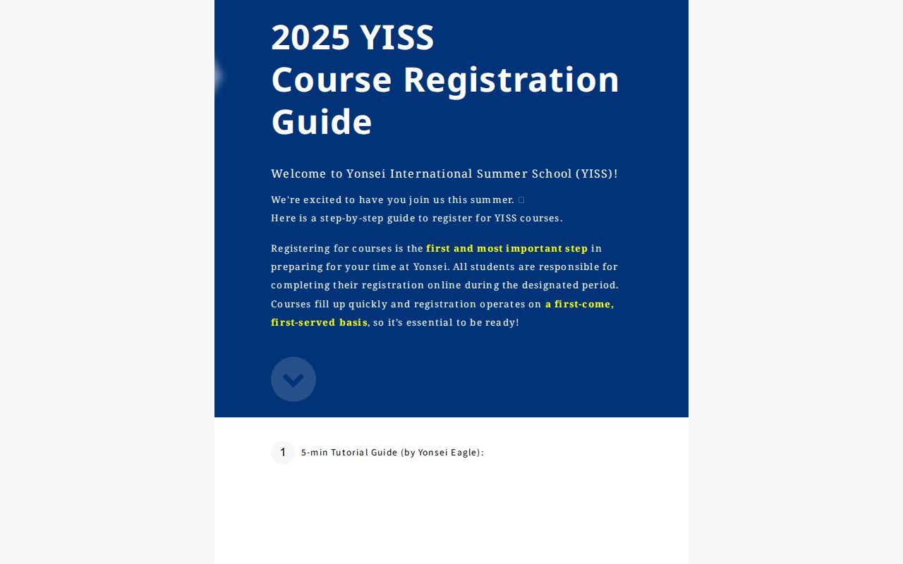 2025 YISS Course Registration Guide